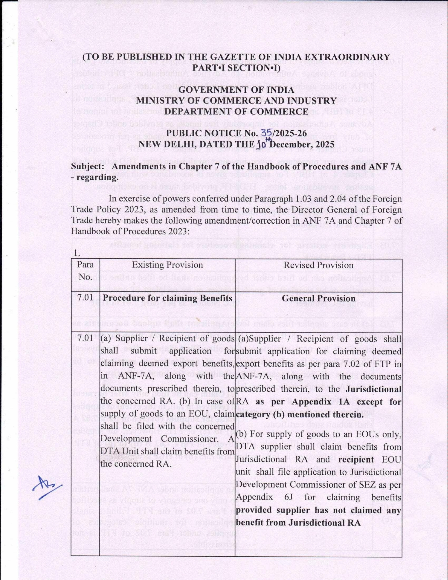 DGFT Amends Deemed Export Procedure | ANF-7A Updated - Enrich Services