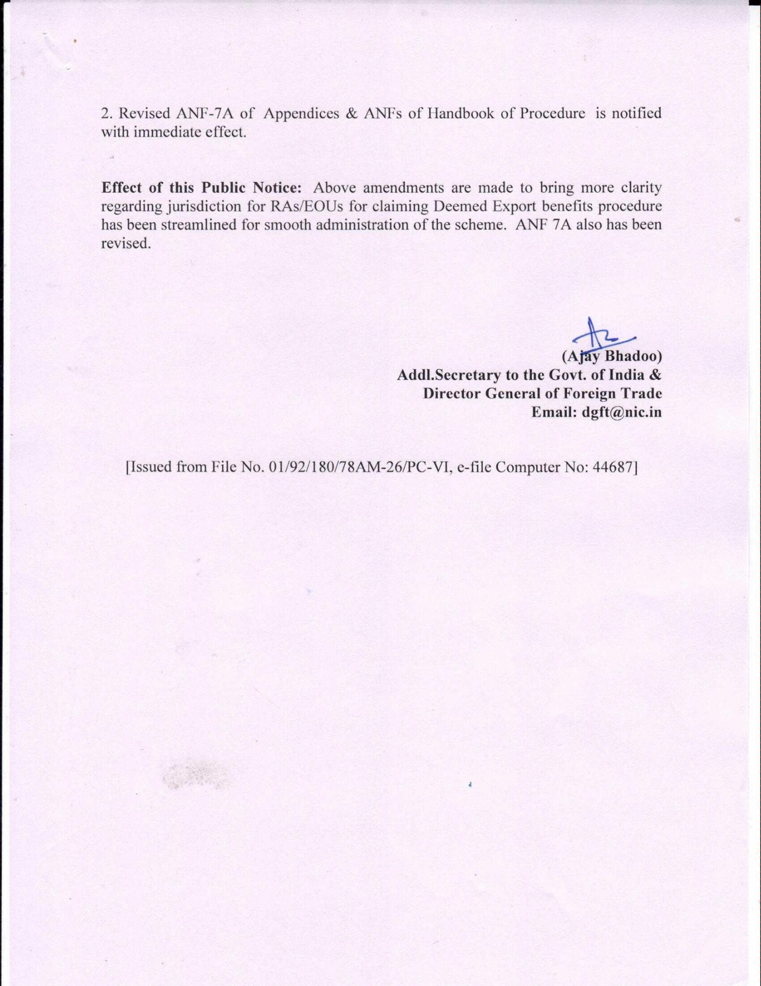 DGFT Amends Deemed Export Procedure | ANF-7A Updated - Enrich Services